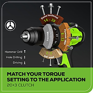 Greenworks 24V Brushless 1/2" Hammer Drill (530 in-lbs.) 2.0Ah Battery and Charger Included, DDG402