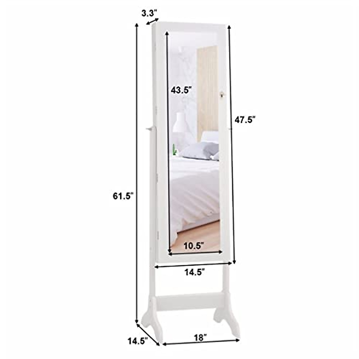 LDCHNH Lockable Jewelry Wardrobe Storage Organizer Box with Drawers White Home Furniture