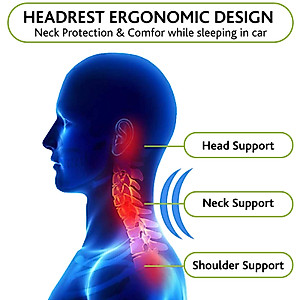 Spurtar Car Headrest Pillow, Road Pal Headrest Travel Pillow, Soft Velvet Adjustable Car Seat Headrest Pillow Head Neck Support, Memory Foam Headrest for Car, for Kids and Adults, Beige