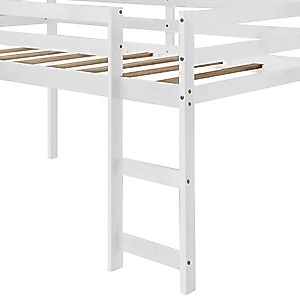 GLCHQ Multifunctional Design Solid Wood Twin Kids Loft Bed with Slide for Boys & Girls Bedroom (White)