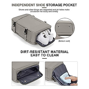 Large Travel Backpack for Women Carry On Airline Flight Approved Expandable Work Personal Item size Backpack Bag with Laptop compartment for College Men Waterproof Hiking Mochila de Viaje GreyBrown