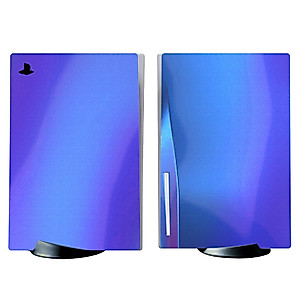 PlayVital Chrome Purple Blue Glossy Full Set Skin Decal for ps5 Console Disc Edition, Sticker for ps5 Vinyl Decal Cover for ps5 Controller & Charging Station & Headset & Media Remote
