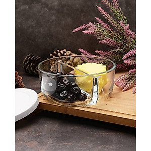 Biandeco Glass Food Storage Container 2 Compartments with Lid, Glass Lunch Containers, Glass Food Prep Containers with Lids Lunch Box Snack Container for Oven, 26.54 oz (White Lid)