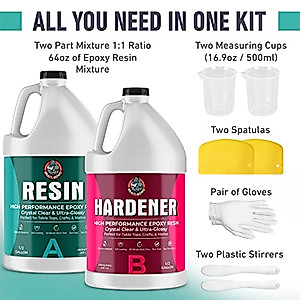 Beast Bond Epoxy Resin Kit, 1 Gallon High-Performance Epoxy Resin, Self-Leveling, Minimal Bubbles, Clear, Glossy, UV Resistant, Perfect for Table Tops, Crafts. DIY & Pro Number 1 Choice