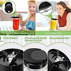 2 Pack Magic Bullet Blender Cups,Tall 22oz Cups Mugs Flip Top To-Go Lids & 4 Fins Cross Blade with Gasket Handle Replacement Part Compatible Magic Bullet Blender Juicer Mixer Accessories 250W MB1001