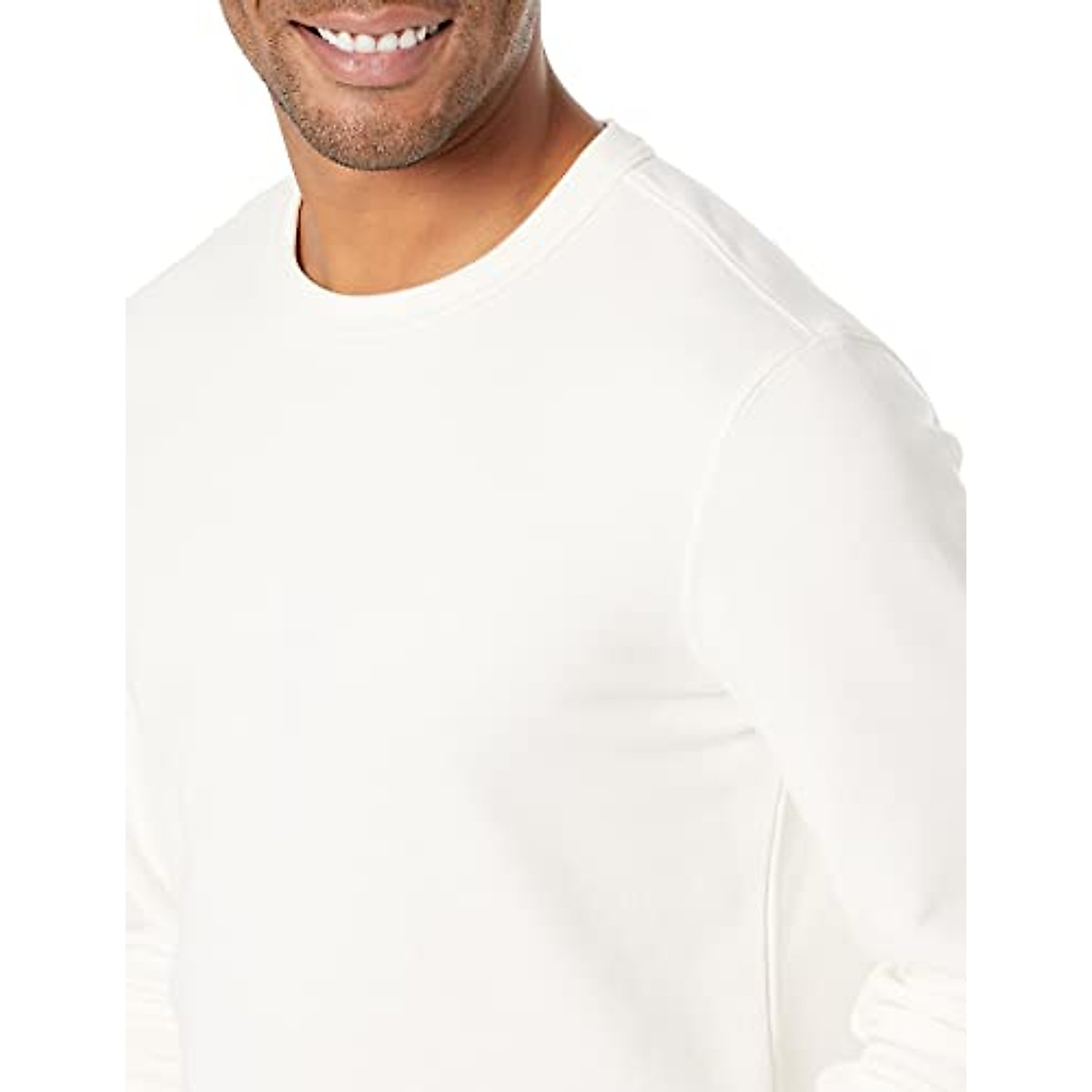 Amazon Essentials men's Crewneck Sweatshirt, Lightweight Long-Sleeve French Terry, Eggshell White, X-Small, (Available in Big & Tall)