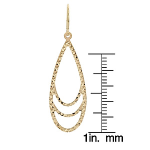 Kooljewelry 10k Yellow Gold Diamond-cut Finished Teardrop Dangle Earrings