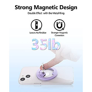 Magnetic Phone Grip (MagGo) Removable Phone Holder Stand Adjustable Finger Ring Grip Compatible with Magsafe iPhone13 13pro 13mini iPhone 12,12Pro/12Pro Max/12Mini/ iPhone 14 14Pro Max