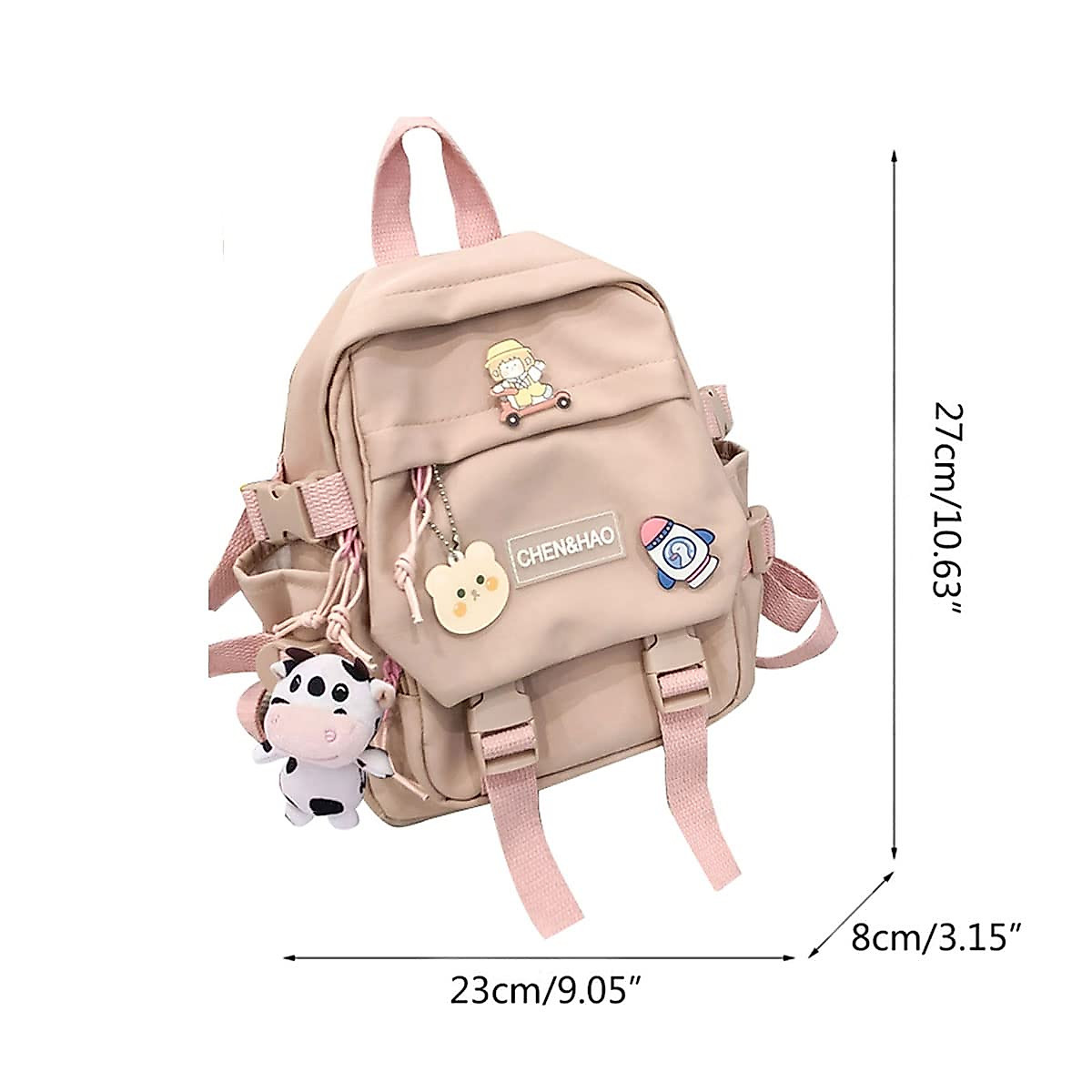 Eagerrich Cute Mini Backpack with Cute Pin Accessories Plush Pendant School Backpack Cute Mini Aesthetic Backpack for School