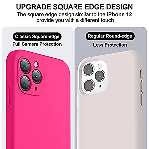 Vooii Compatible with iPhone 11 Pro Max Case, Upgraded Liquid Silicone with [Square Edges] [Camera Protection] [Soft Anti-Scratch Microfiber Lining] Phone Case for iPhone 11 Pro Max - Hot Pink