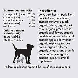 Smallbatch Pets Freeze-Dried Premium Raw Food Diet for Dogs, Pork Recipe, 14 oz, Made in The USA, Organic Produce, Humanely Raised Meat, Hydrate and Serve Patties, Single Source Protein, Healthy