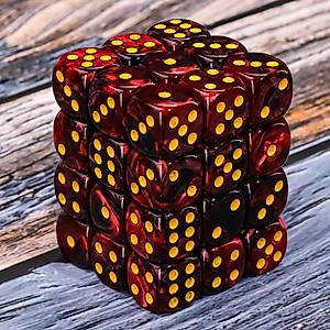 36 of Pack 12MM 6 Sided Mini Dice Set,Two Colours D6 Game Dice Set, 6 Sided Standard Dices for Yahtzee, Bunco or Teaching Math,with Portable Plastic Box(Dark Red+Black)