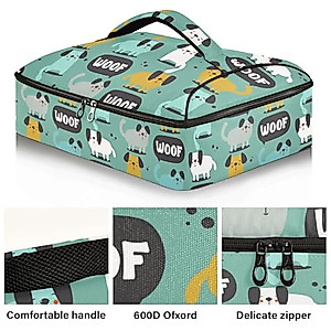 Kcldeci Insulated Thermal Food Carrier Insulated Casserole Carrier for Hot or Cold Food,Happy Dogs Insulated Tote Bag for Potluck Cookouts Parties Picnic,Lasagna Lugger