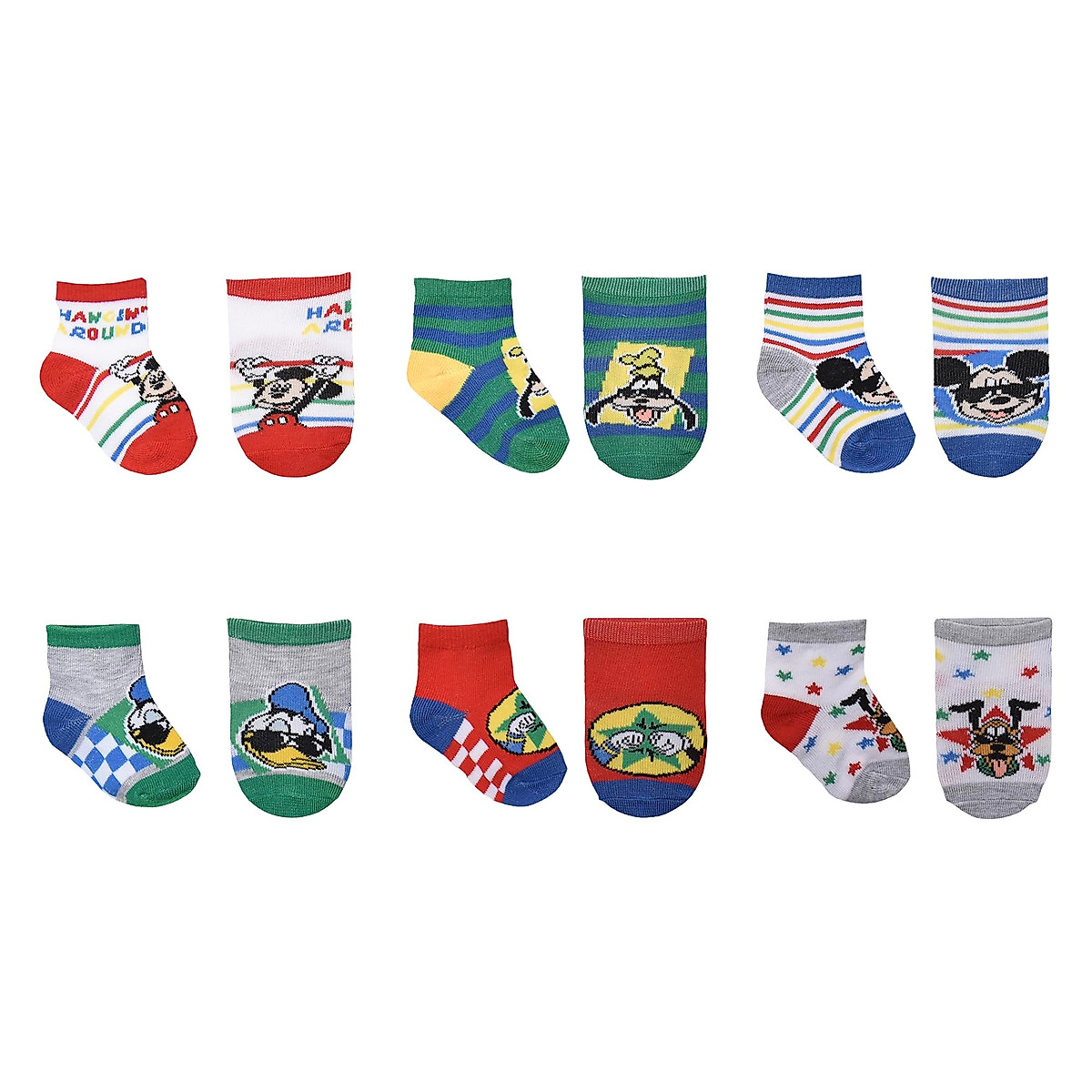 Mickey Mouse Boys' Quarter Socks, White, 12-18M