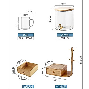EVANEM Glass Beverage Pot Set Cool Kettle Cold Kettle Cup with Faucet High Temperature Resistance (Color : D, Size : Without cup)