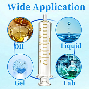 Gufastoe 1 Pack Glass Syringes with Caps 50cc/ml for Lab Laboratory