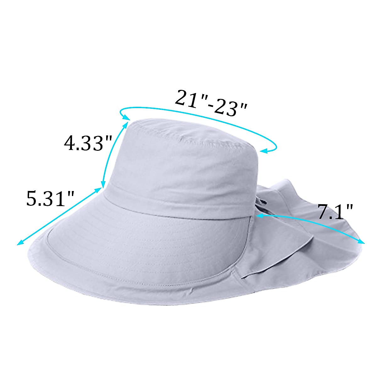 3 Pack Womens Ponytail Sun Hat with Neck Flap Wide Brim UV Protection Bucket Hat Summer Beach Fishing Hiking Garden UPF 50+ (3 Pack-Dark Grey＆Light Grey＆Army Green)