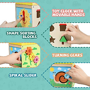 TOY Life Wooden Baby Activity Cube for Toddlers 1-3 Activity Cube Learning Toys for 1 Year Old With Busy Cube Bead Maze for Toddlers 1-3 Educational Toys for 1+ Year old 9 10 Month Old Baby Toys Gifts