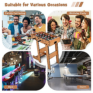 GYMAX Folding Foosball Table, 27” Freestanding Soccer Game Table with 2 Balls for Family, Home, Game Room, Foosball Table for Kids & Adult