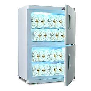 BYOOTIQUE Hot Towel Warmer Cabinet, 46L Extra Large Capacity, 2in1 Professional Double Towel Heater Mechine for Facial Spa, Massage, Hair Salon, Barber, Estheticians, Beauty Salon, White
