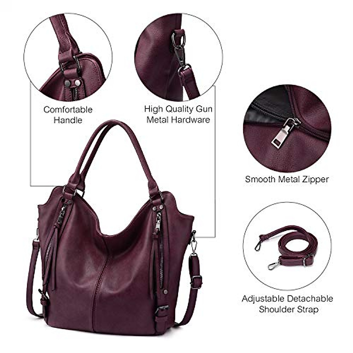 Tote Bag for Women PU Leather Shoulder Bags Fashion Hobo Bags Large Purse and Handbags with Adjustable Shoulder Strap