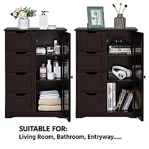 Shoes Cabinet Living Room Storage Cabinet, 4 Drawers, 3 compartments, Storage Against The Wall Sideboard Show Cabinet (Color : Brown)