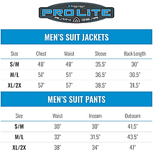 FROGG TOGGS Men's Pro Lite Suit, Waterproof, Breathable, Dependable Wet Weather Protection,Royal Blue, Medium-Large