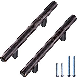30 Pack Bronze Solid Cabinet Handles Drawer Pulls, 5.38-inch/136mm Length (3-inch Hole Center) Door Handle (1/2-inch Diameter) Kitchen Stainless Steel Cabinet Hardware Handle, Oil-Rubbed Bronze