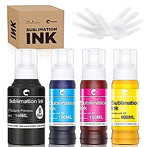Hiipoo 440ML Sublimation Ink for EcoTank Supertank Inkjet Printers ET2400 ET-2720 ET-2760 ET-2800 ET-15000 ET-2803 ET-2850 ET-3760 ET-4800 Heat Press Transfer on T-Shirt Mug (Upgrade Version/Anti-UV)