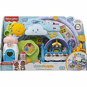 Fisher-Price Little People 1-2-3 Babies Playdate Musical playset with 3 Black Baby Figures for Toddlers and Preschool Kids