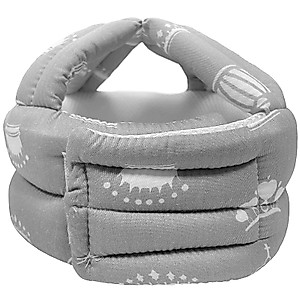 IULONEE Toddler Infant Helmet & Baby Knee Pads 3 Pairs, No Bump Safety Head Cushion Bumper Bonnet Adjustable Protective Cap Breathable Mesh Child Safety Hat for Running Walking Crawling (Grey Crown)