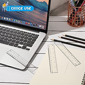 56 Pcs Rulers Bulk for Classroom Office Mini Ruler Plastic Drafting Ruler Measuring Tool Standard Scale Metric Ruler with Centimeters and Inches for Student School (Clear, 6 Inch)