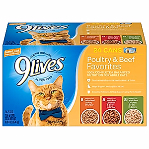 9Lives Poultry And Beef Variety Pack, 5.5 Ounce Can (Pack of 24)