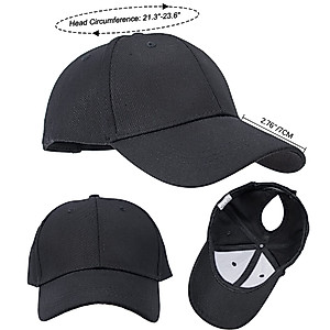 High Ponytail Baseball Hat - Women Messy Bun Hat, Sun Protection Ponycaps Retro Cap Black