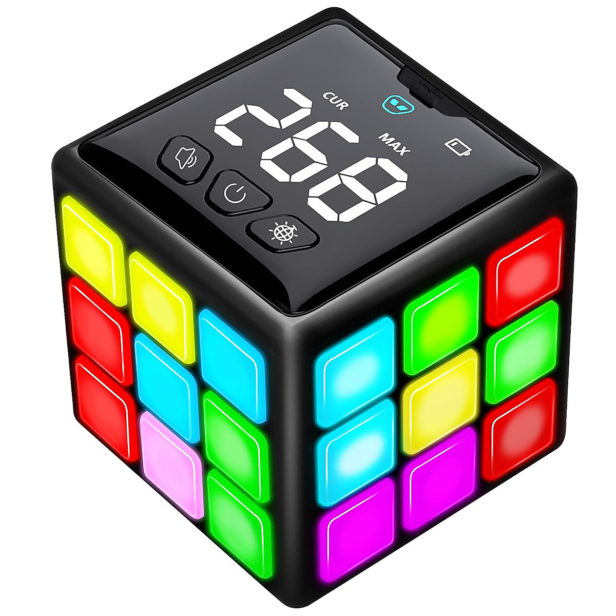 Rechargeable Game Handheld Cube, 15 Fun Brain & Memory Game with Score Screen, Cool Toys for Kids, Christmas Birthday Gifts for Boys Girls Aged 6-12+ Years Old, Toy Gift Idea for Kids（Black）