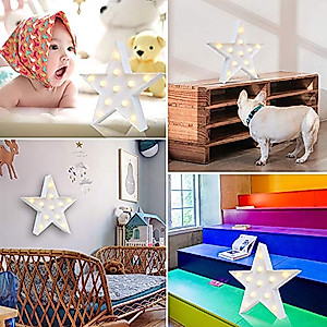 LED Marquee Star Signs Night Lights, Battery Operated Star Shaped Desk Table Lamp for Kids, Baby, Child, Girl Gift, Nursery Room, Wall Decor-Star(White)