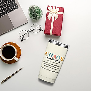 Chaos Coordinator Tumbler Thank You Gifts Water Bottle Double Wall Travel Coffee Mug Stainless Steel Vacuum Insulated Thermal Cup for Boss Lady Gifts Women Coworker Employee Mentor Birthday Christmas