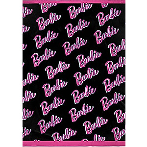 INTIMO Barbie Dolls Barbie On Repeat Print Super Soft and Cuddly Plush Fleece Throw Blanket 50" x 60" (127cm x152cm)