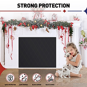 FOSLUOC Fireplace Cover, Fireplace Blanket Stops Cold Air Heat Loss for Winter Summer, Indoor Fireplace Draft Stopper (39" W x 32" H,Black)