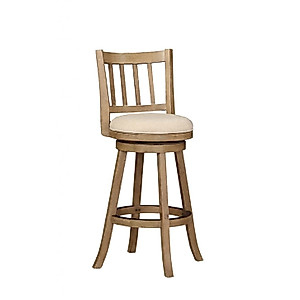 Boraam Sheldon Bar Height Stool, 1 Pack, 29-Inch, 1-Pack, Driftwood Wire-Brush and Ivory