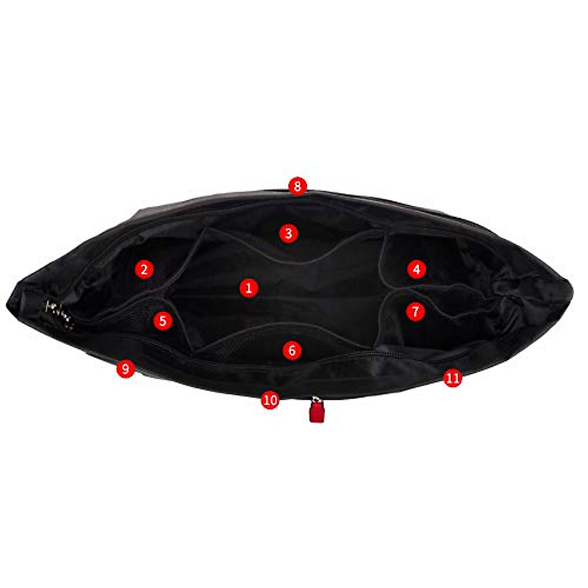 Vercord Purse Organizer Insert Bag Tote Handbags Pocketbook Inserts Organizers Zipper 11 Pockets Black Large