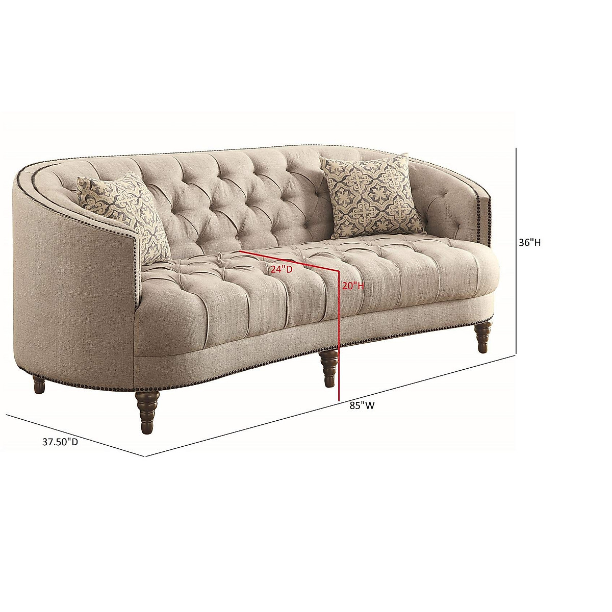 Avonlea Sofa with Button Tufting and Nailhead Trim Beige 505641