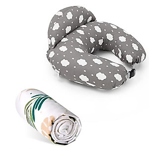 Momcozy Nursing Pillow Grey and Replacement Pillowcase, Original Plus Size Breastfeeding Pillows for More Support for Mom and Baby, with Adjustable Waist Strap