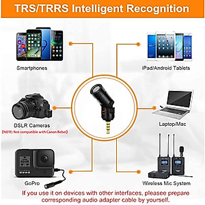 comica CVM-VS07 Mini Shotgun Microphone, 3.5mm TRRS Cardioid Condenser Mic with Excellent Shielding, Flexible Camera Mic for Smartphones, Tablet, Cameras, Gopro 7/8, Laptops and Wireless Mic System