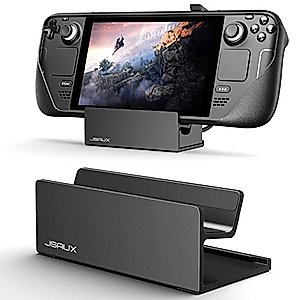 JSAUX Stand for Official Steam Deck Dock and Steam Deck/ROG Ally with Case, Frosted Aluminum Alloy Playstand for Steam Deck, Anti-Slip Holder for Valve Steam Deck/ASUS ROG Ally