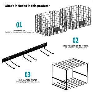 Niovrooro Garage Shelving Wall Mounted With Wire Baskets and Hooks,Basement Hanging Storage And Organizers,Heavy Duty Organization Shelves,Wall Storage Rack