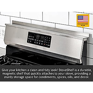 StoveShelf 30" Length White Magnetic Shelf for Kitchen Stove - Kitchen Storage Solution with Zero Installation - Over Stove Spice Rack Organizer