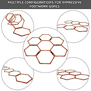 Yes4All Hexagonal Agility Rings with Carrying Bag - Speed Rings, Agility Hurdles for Agility Footwork Training (Set of 6 Orange Rings)