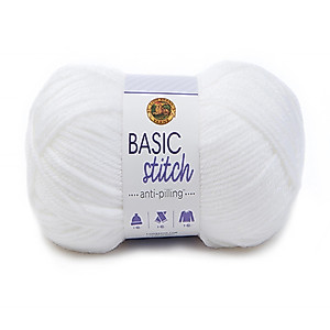 Lion Brand Yarn Basic Stitch Anti-Pilling Knitting Yarn, Yarn for Crocheting, 1-Pack, White
