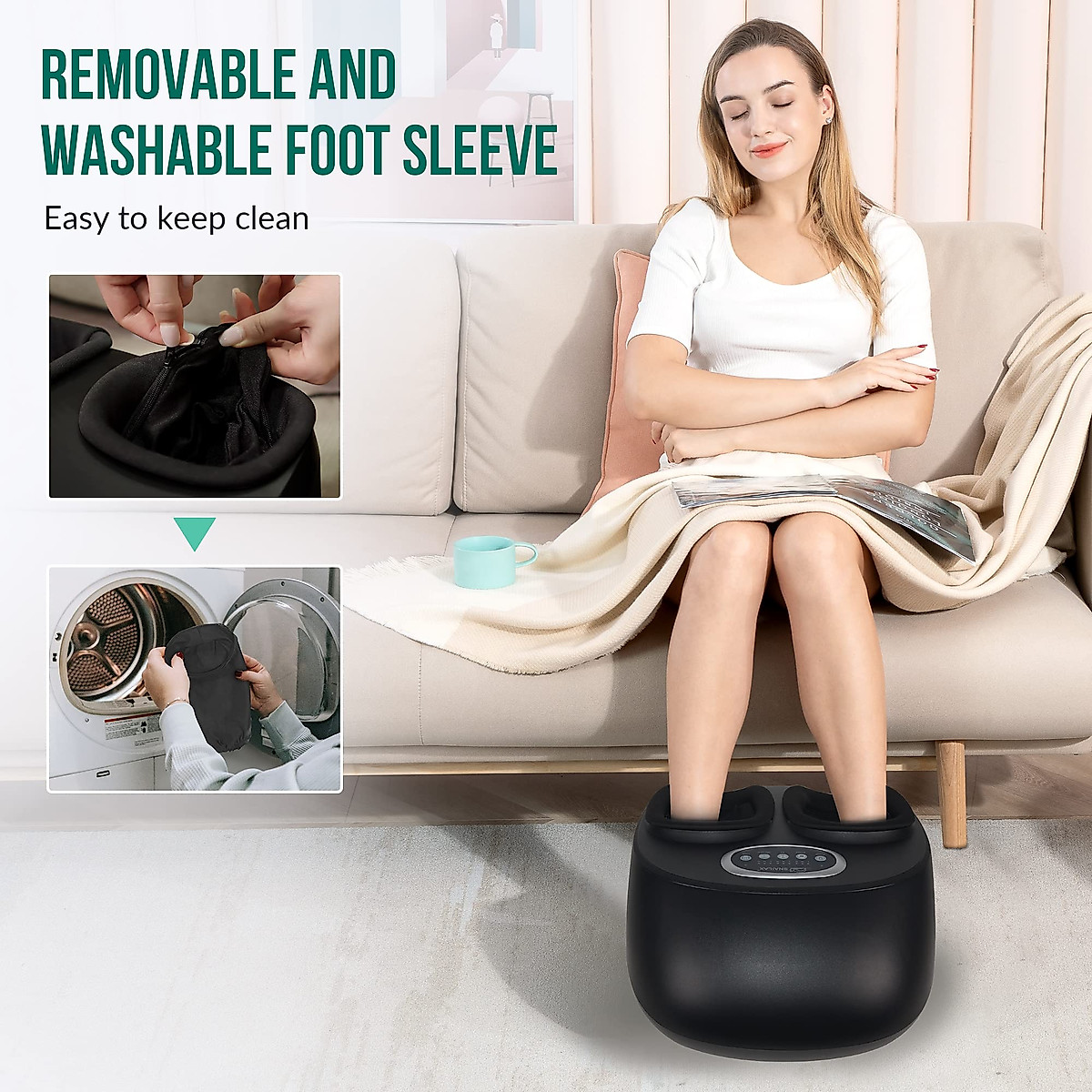 Snailax Foot Massager with Heat, Shiatsu Feet Massager Machine for Neuropathy Plantar Fasciitis, Kneading,Compression,Vibration Foot Massage Warmer,Gifts for Women,Men,Size 13